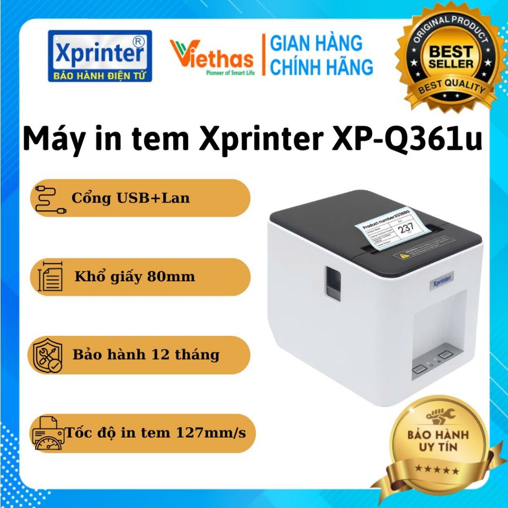 Xprinter XP-Q361U barcode printer with USB + LAN port - Label printer ...