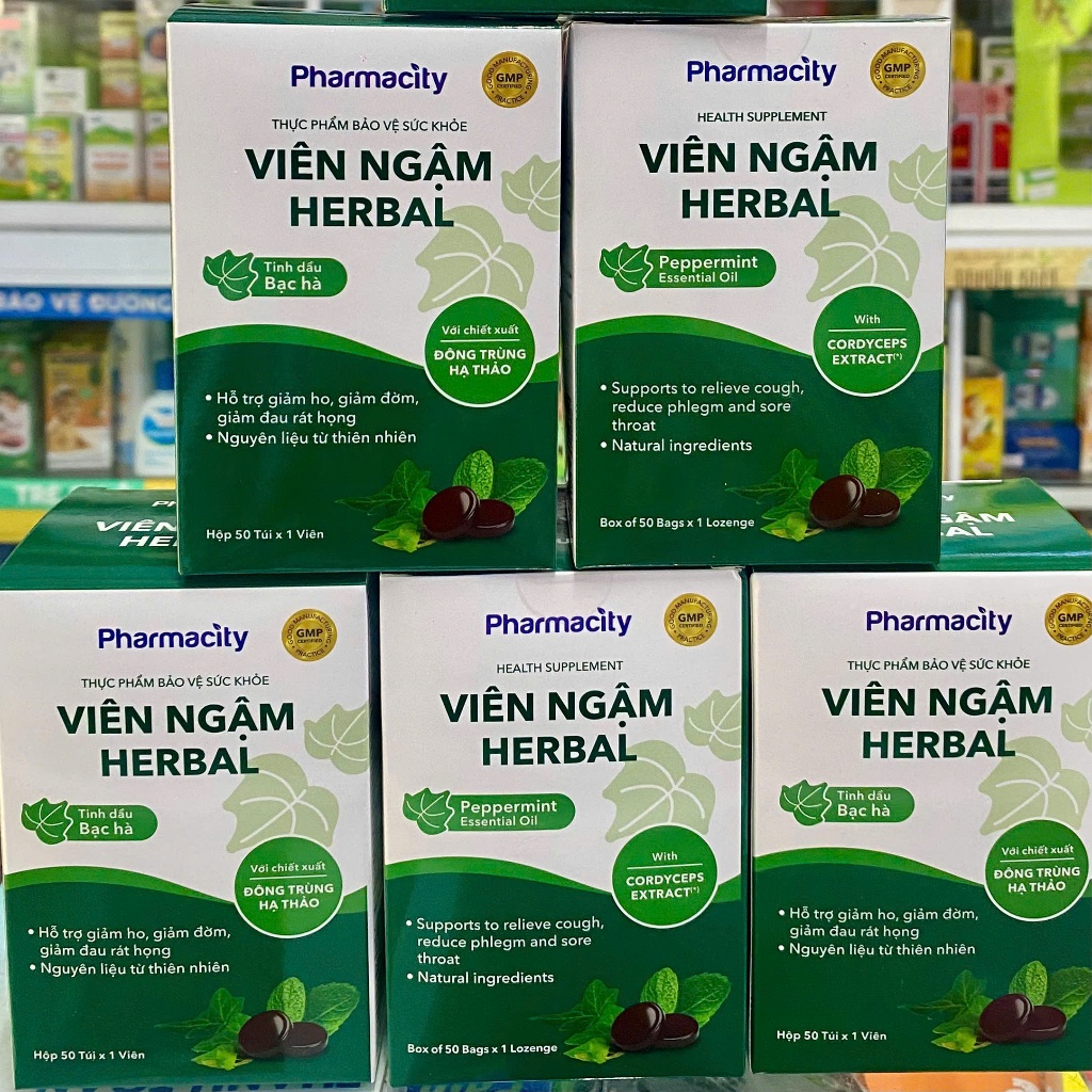 Pharmacity Herbal Lozenges - Supports cough relief, reduces phlegm ...