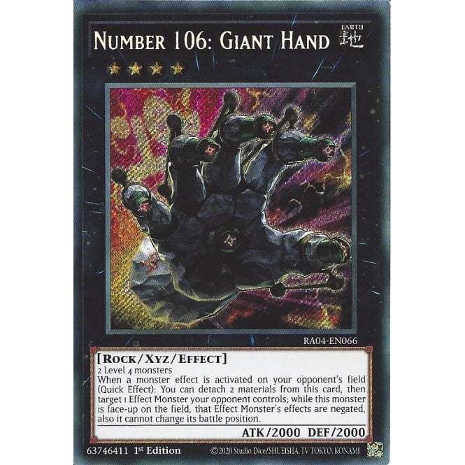 [KW2 Yugioh] [EN-UK] [Nice Art] Card RA04-EN066 Number 106 Giant Hand | Shopee Malaysia