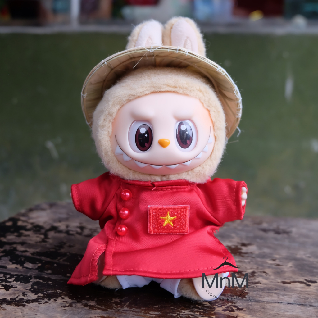 Labubu ao dai with red flag and yellow star Vietnam | Shopee Malaysia