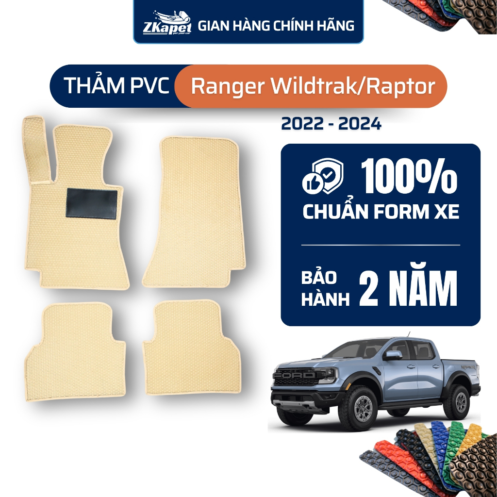 Ford Ranger Wildtrak/Raptor 2022 - 2024 ZKAPET PVC car floor mats (5 ...