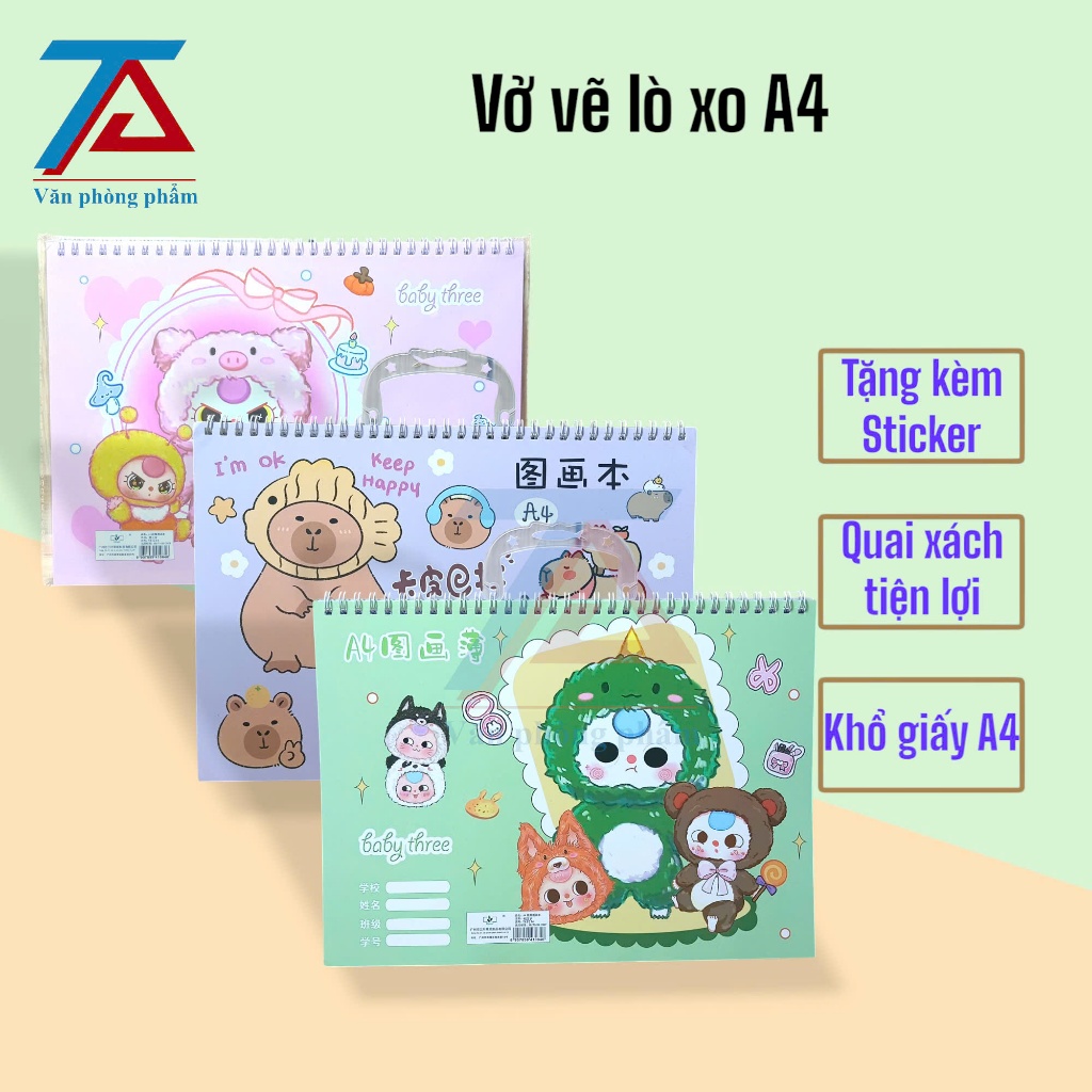 XO A4 spring-loaded notebook/drawing notebook with handle shaped like ...