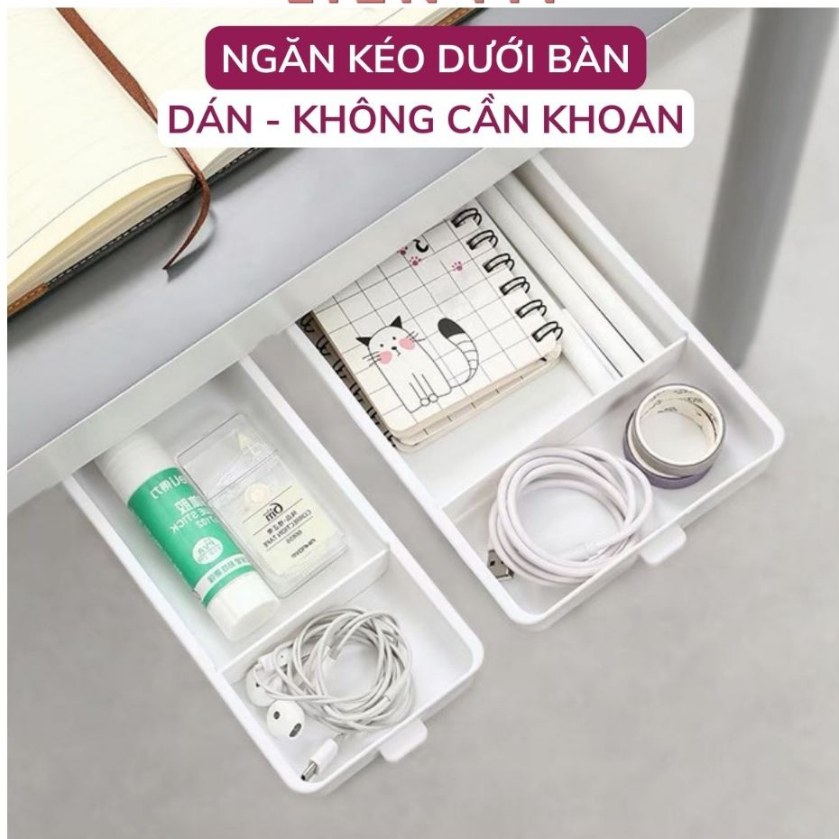 Under-Desk Drawer with Dividers, Self-Adhesive Mini Drawer Under Desk ...