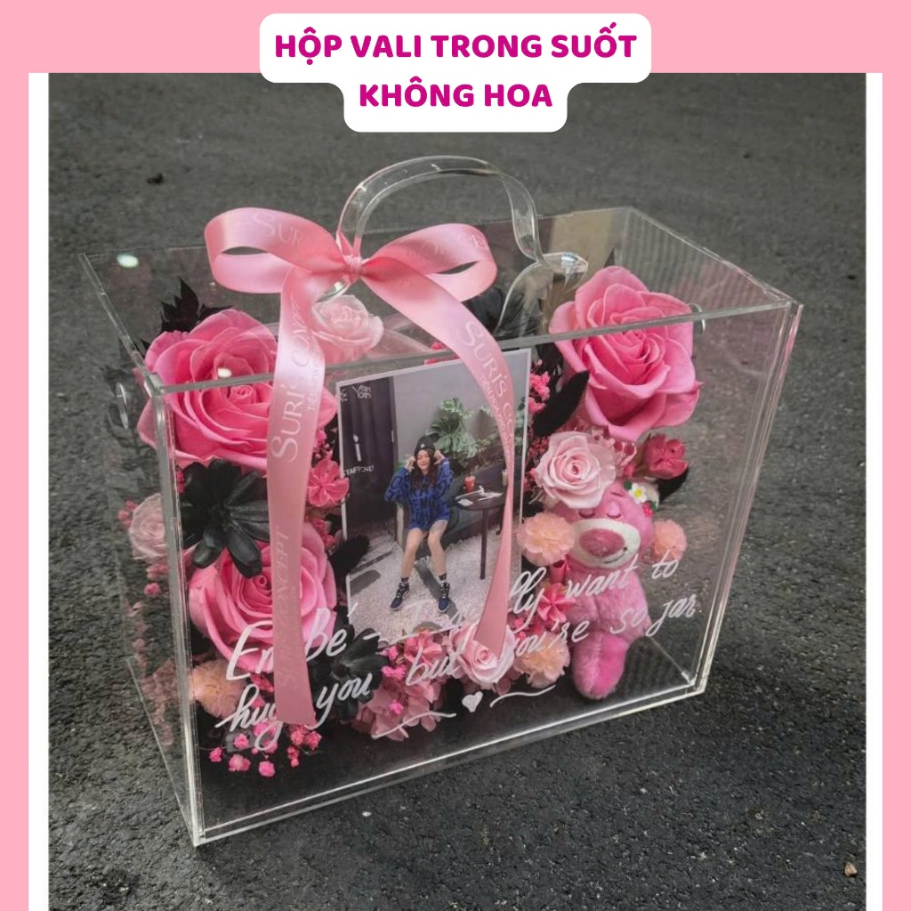 Mica Suitcase Box - Flower Box - Gift Box - Transparent Flower Box with ...