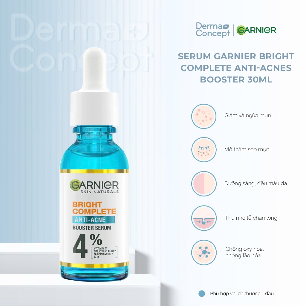 Garnier Serum reduces acne and dark spots Bright Complete Anti-Acnes Booster 4% [Niacinamide ...