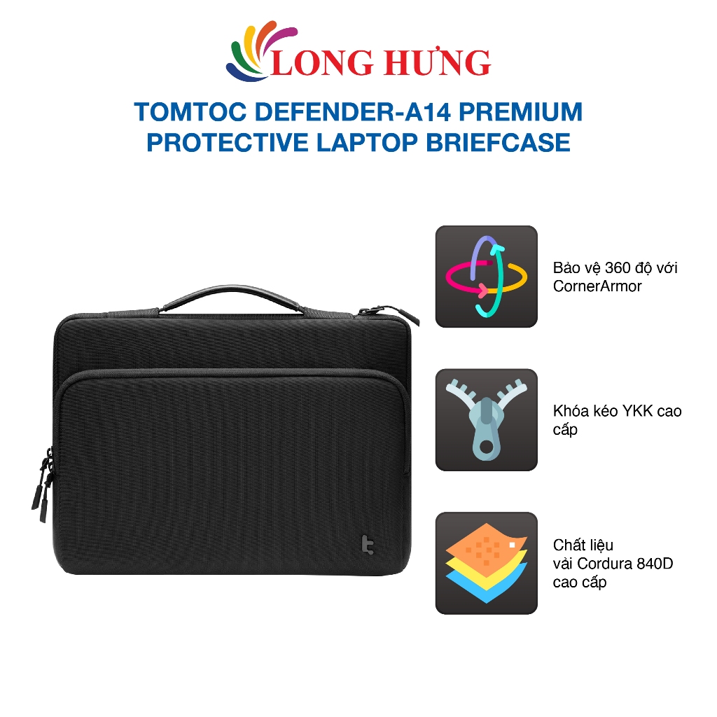 Tomtoc Defender-A14 Premium Protective Laptop Briefcase - Genuine ...