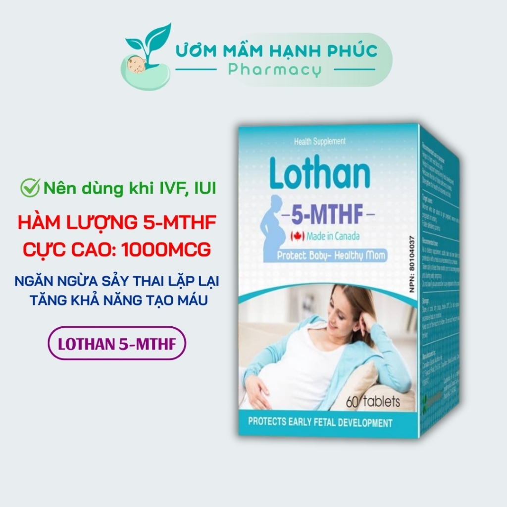 Lothan 5-MTHF Box of 60 tablets - Pregnancy Support, Folic Acid/ Folate ...