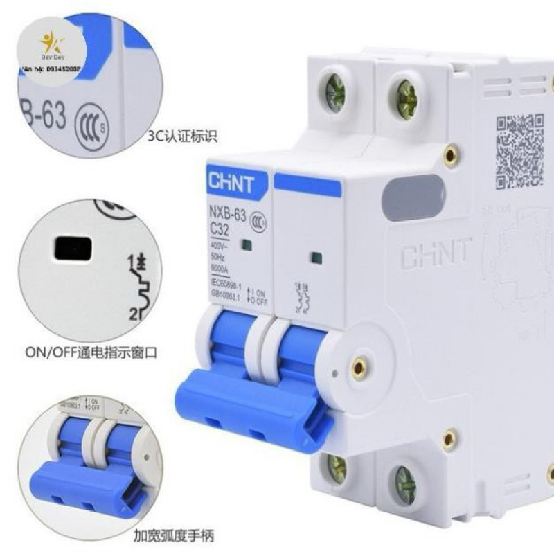 Aptomat CHINT NXB 1P 2P 3P- 16A, 20A, 25A, 32A, 40A, 63A - MCB rail installation circuit breaker ...