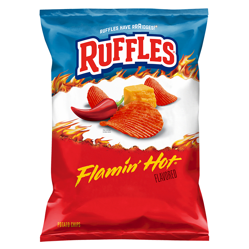 Ruffles Flamin'Hot Flavored potato chips Snack 184.2g Expiry date: 03. ...
