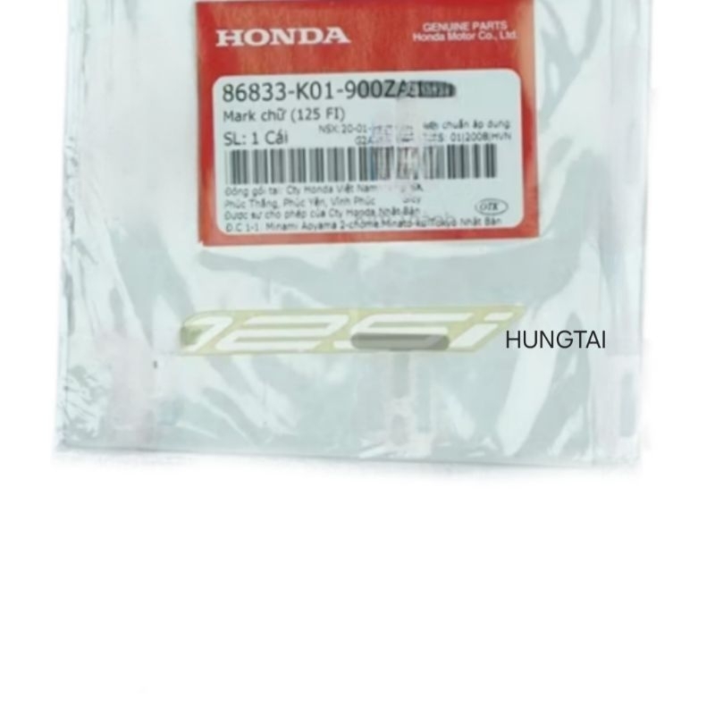 Stamp, logo sticker for 125i white letter SH Viet 2012... genuine Honda ...