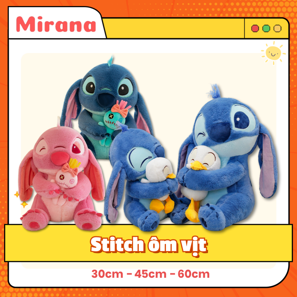 Stitch teddy bear holding a cute mischievous duck, super soft premium ...