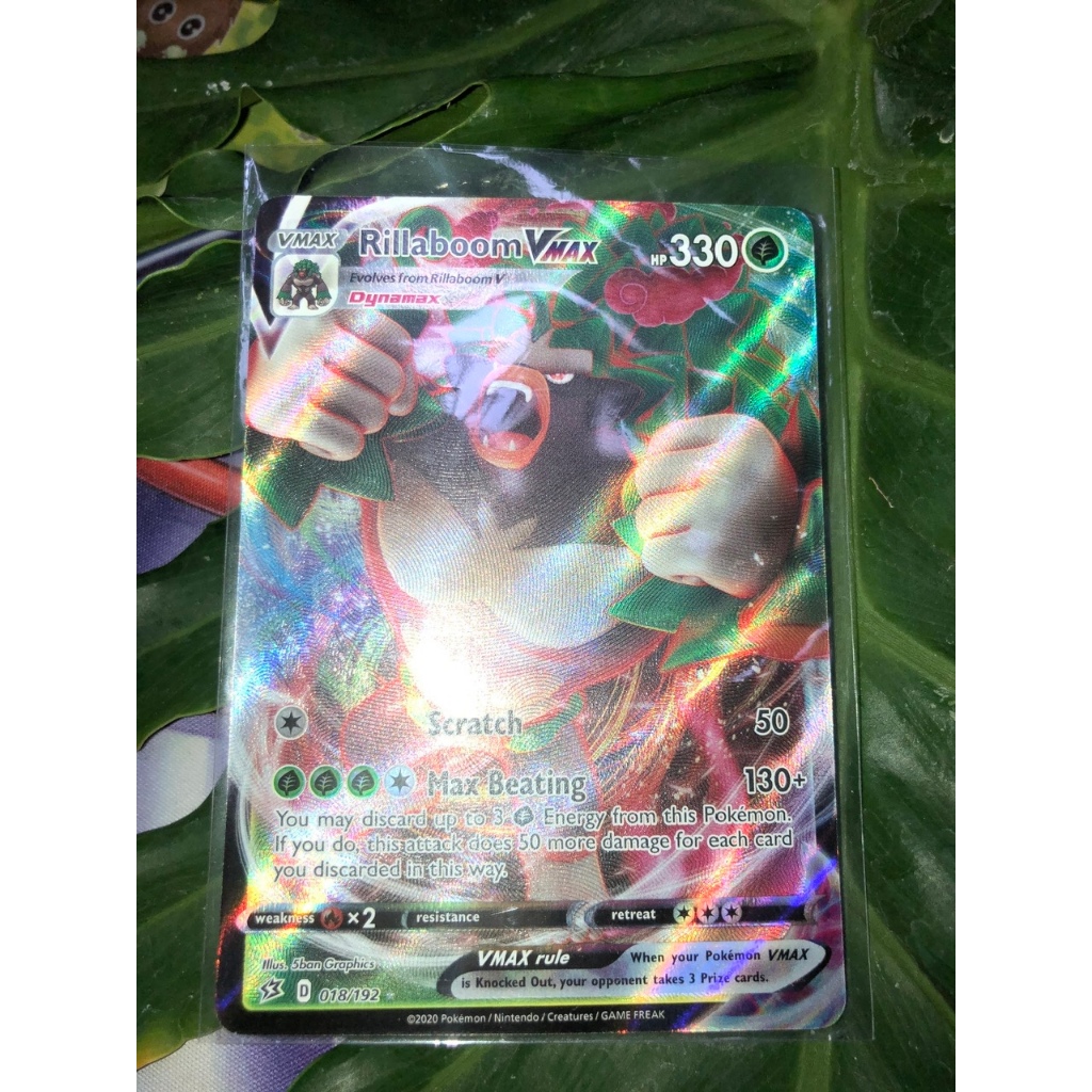 Pokemon Cards - TCG - Rillaboom VMAX - 018/192 - Ultra Rare | Shopee ...