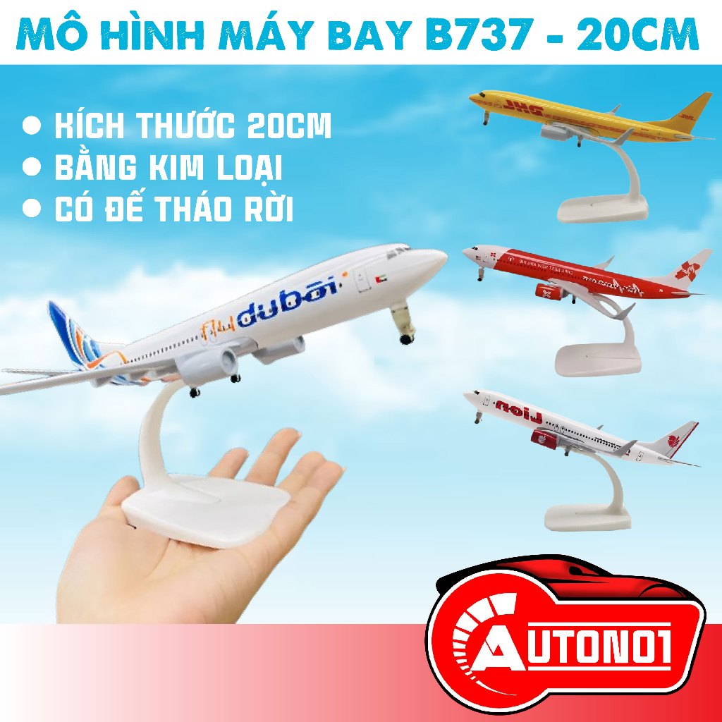 Metal airplane model of Boeing B737 series, size 20cm, with removable ...