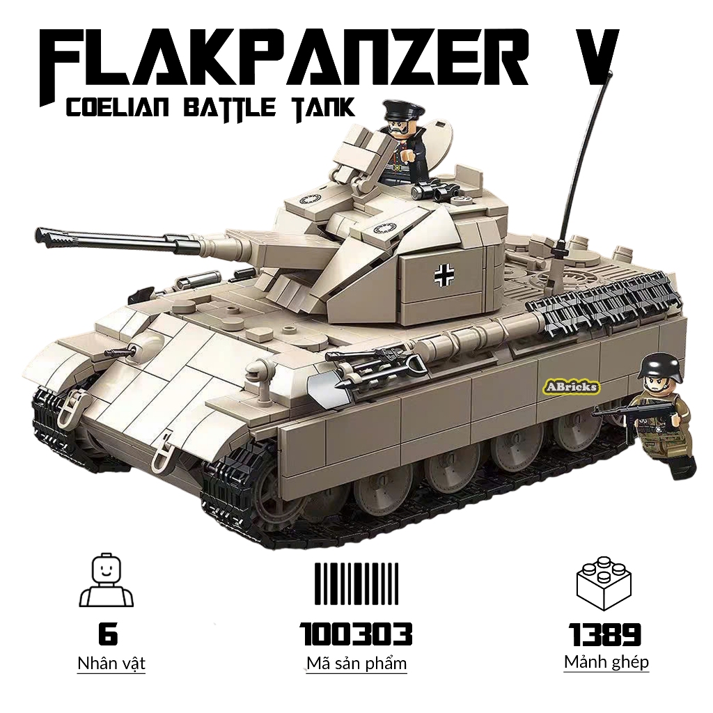 Flakpanzer V Tank Assembly Toy "Coelian", Quanguan 100303 Main batlle ...