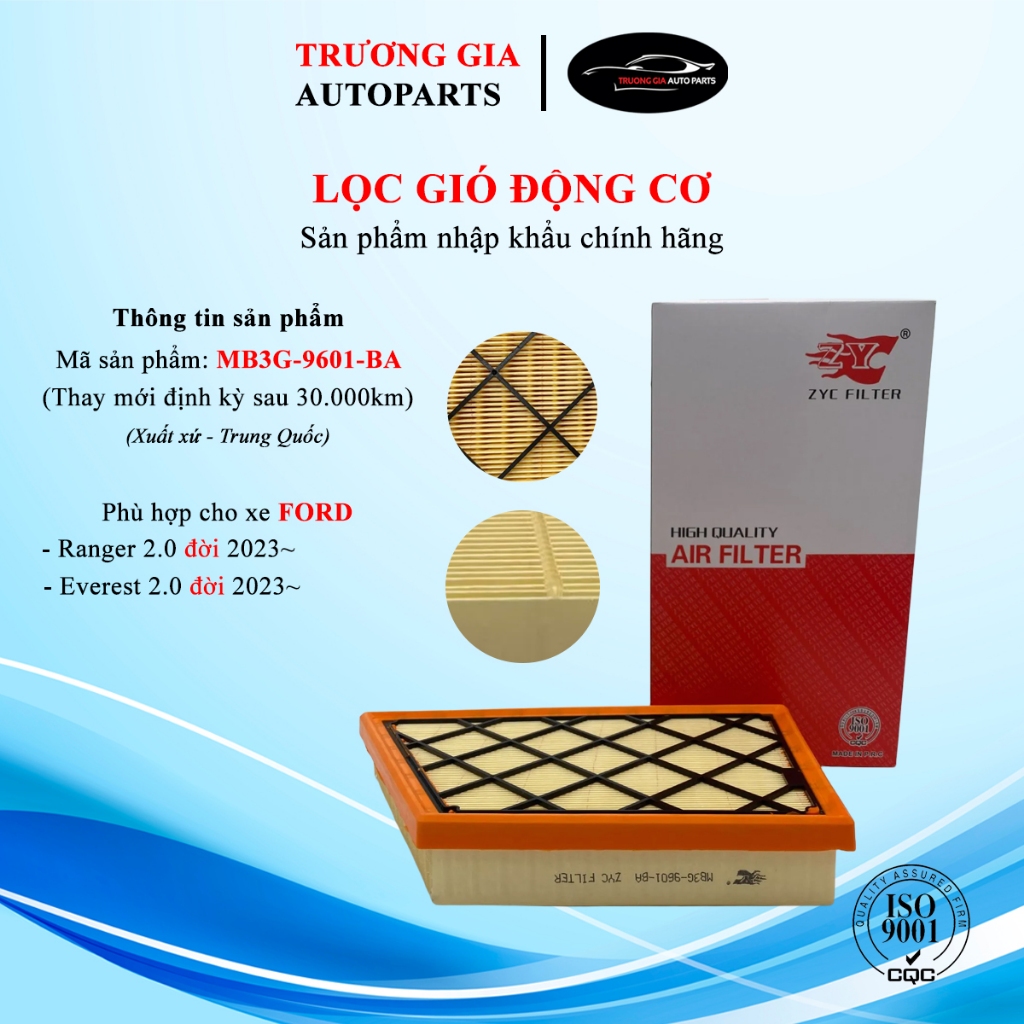 [ZYC] Engine air filter for Ford Everest 2023~ ; Ford Ranger, Raptor ...