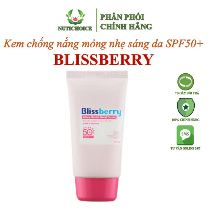 Korean Blissberry Glowy Skin Uv Shield Cream, gentle, moisturizing and ...