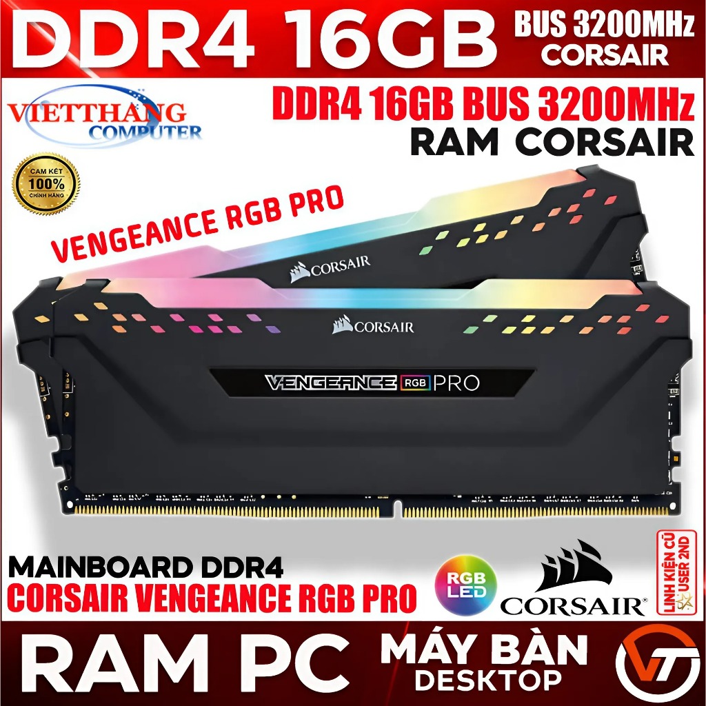 Corsair Vengeance RGB Pro Computer Ram 16GB DDR4 3200MHz RGB Led ...