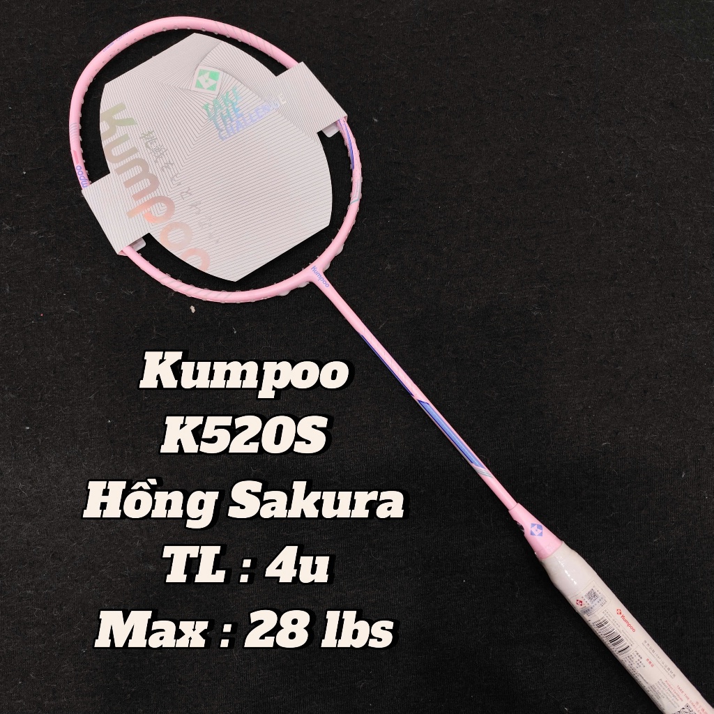 Kumpo K520S Badminton Racket Pink sakura Carbon Frame [Free Pre ...