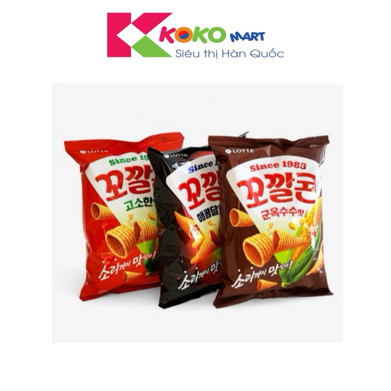 Lotte Korean Corn Cone Snack 67g (grilled corn flavor, sweet and spicy ...