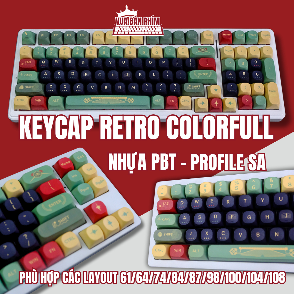 Retro color profile SA keycap set, high quality double shot pbt plastic ...