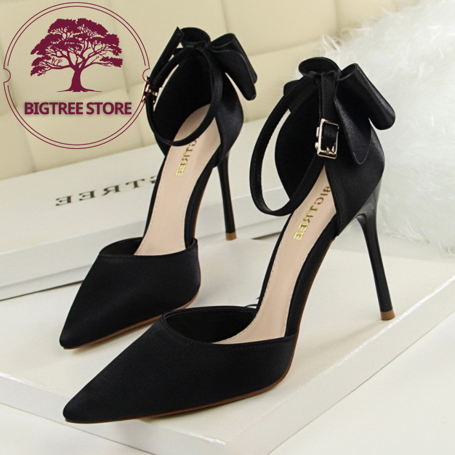 GENUINE HIGH HEEL SHOES 5196-1 BIGTREE SATIN BOW HEEL STRAP, MHH FSS P13 | Shopee Malaysia