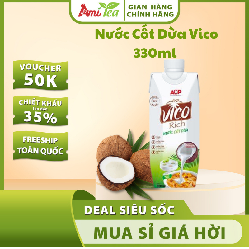 VICO Rich coconut milk 330ml - Rich, delicious, natural flavor | Shopee ...