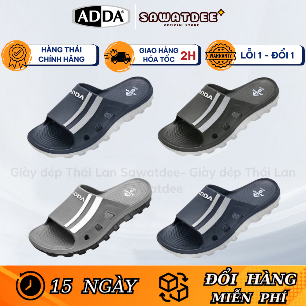 ADDA 5TD12 Thai Molded Cross Strap Men's Sandals Solid Rubber Super ...