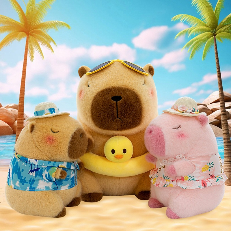 Beach capybara teddy bear wearing cute duck float capybara pink cheeks ...