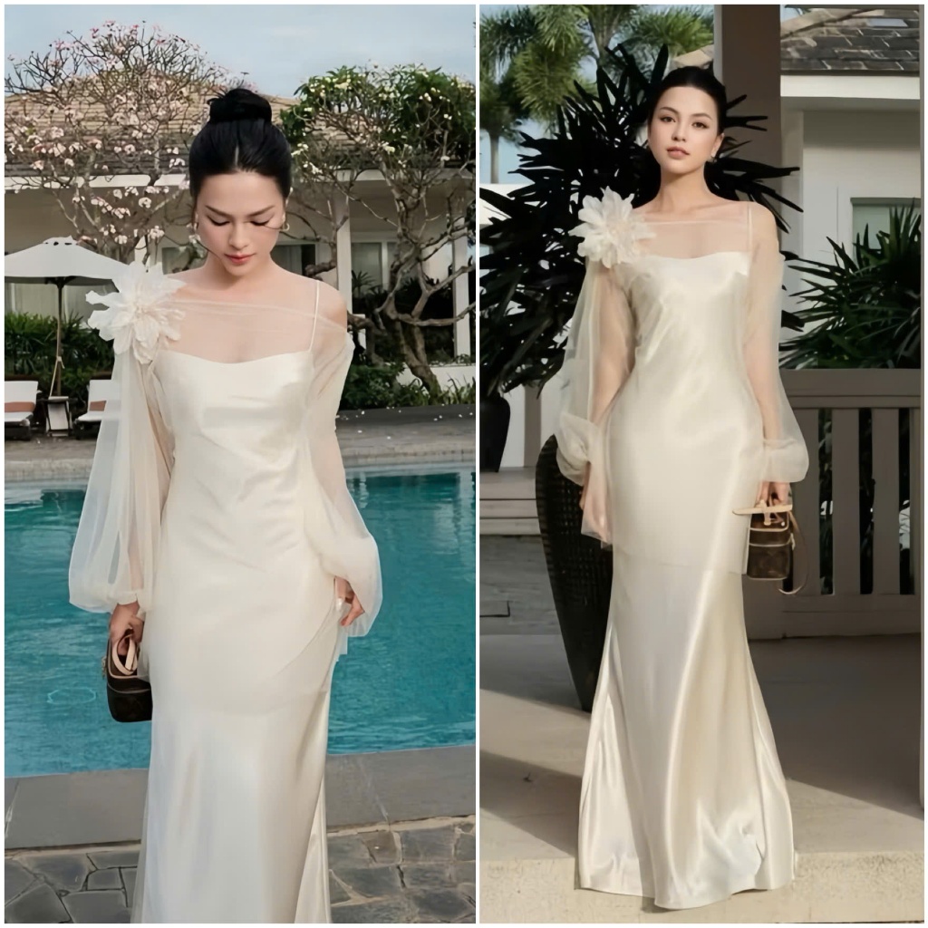 (Flower tag included) Luxurious Y40 mesh fishtail silk Set, super ...