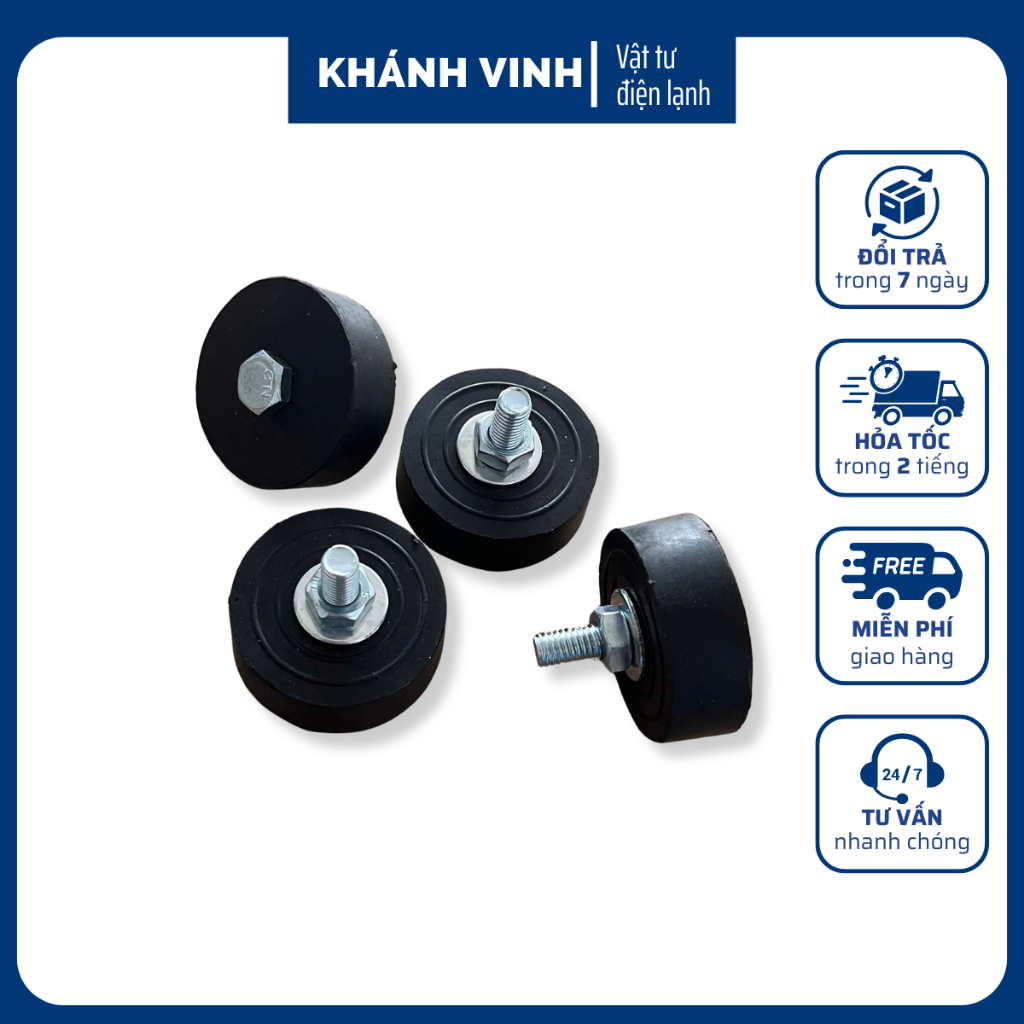 4 anti-vibration rubber bases between the bracket and condenser legs ...