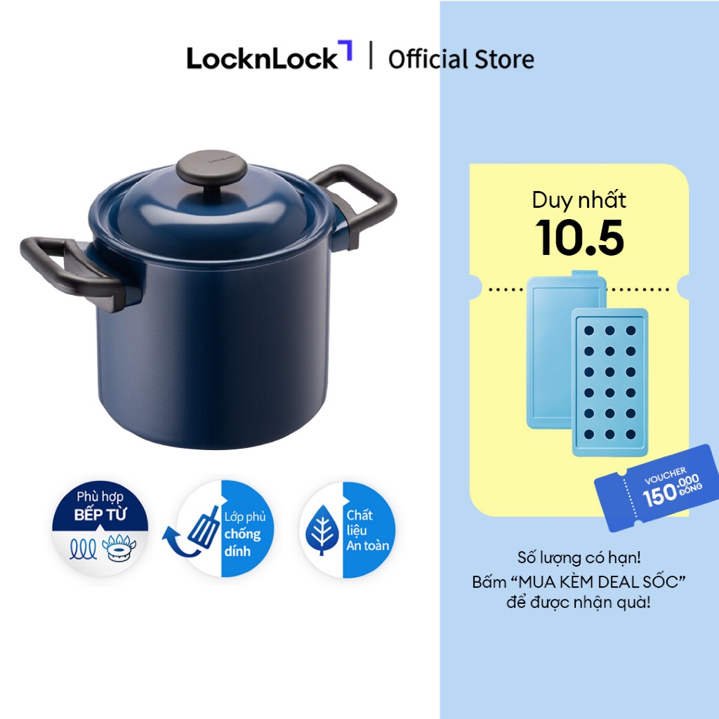 Decoe Lock&Lock pot, 20CM, two handles - Navy color - LDE1204IH ...