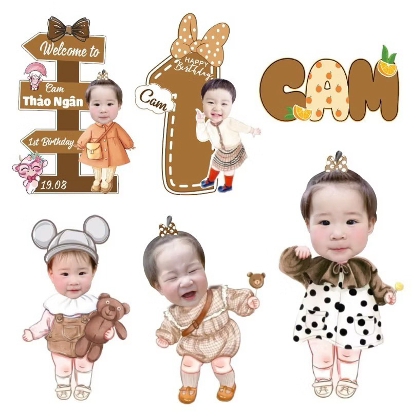 Chibi figure, table frame for children to decorate their birthday HN991 ...
