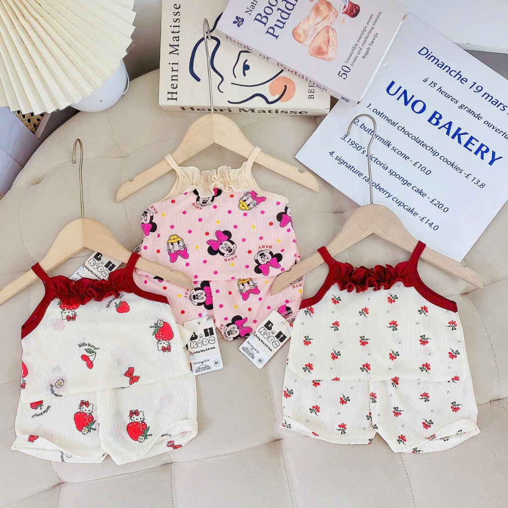 COMBO 3 sets of 2-piece baby girl clothes, elastic pants with striped ...