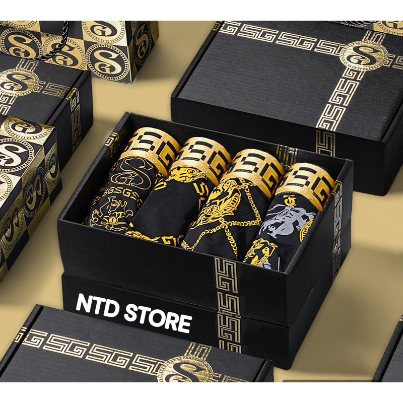 Men's briefs box with luxurious prints, boxer shape, High Quality ...