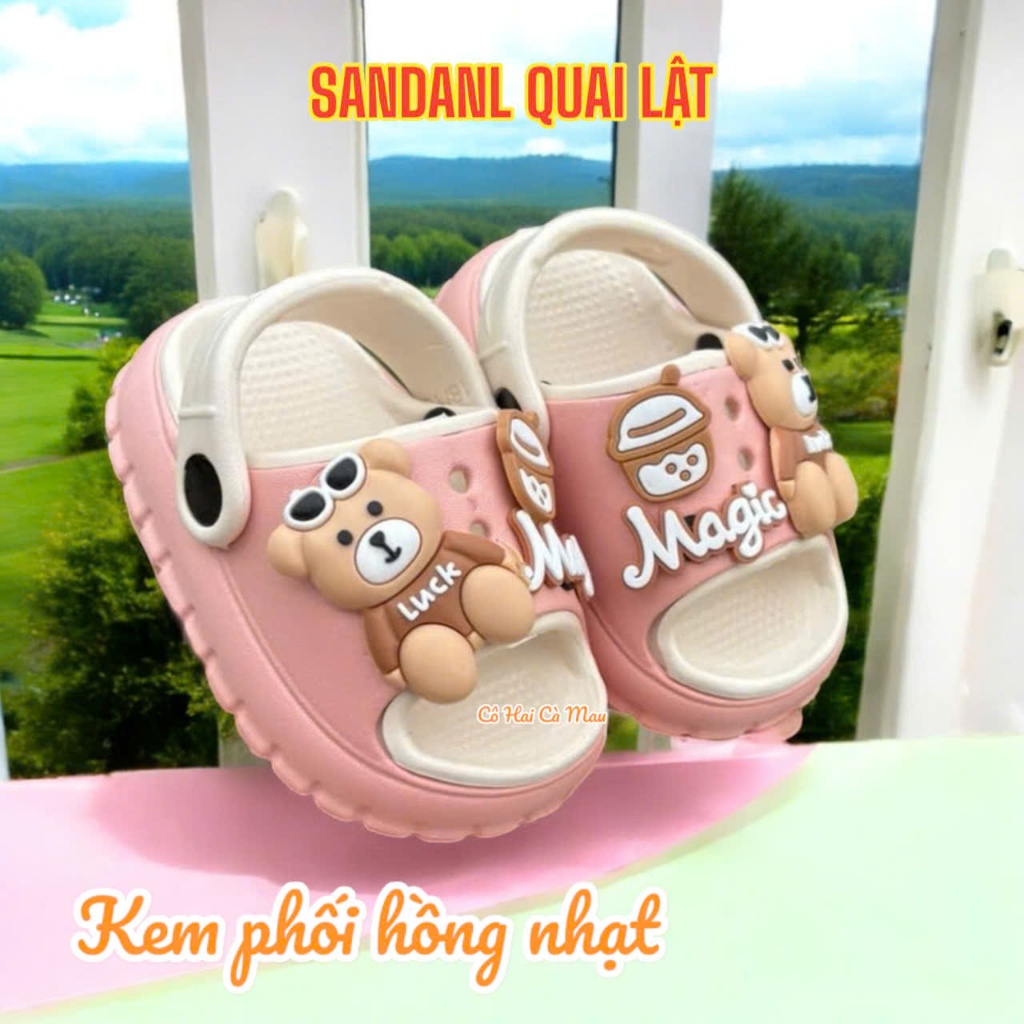 LAT15: Plastic sandals with flip straps for girls with cute stickers ...