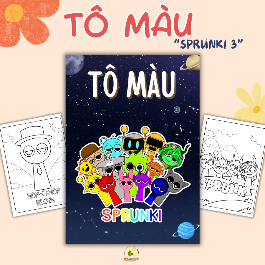 Sprunki coloring book volume 3 with many pictures and character names ...