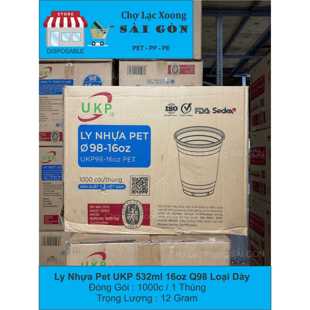 Carton of 1000c Pet UKP Plastic Cups 500ml Q98 (Thick Type) | Shopee ...