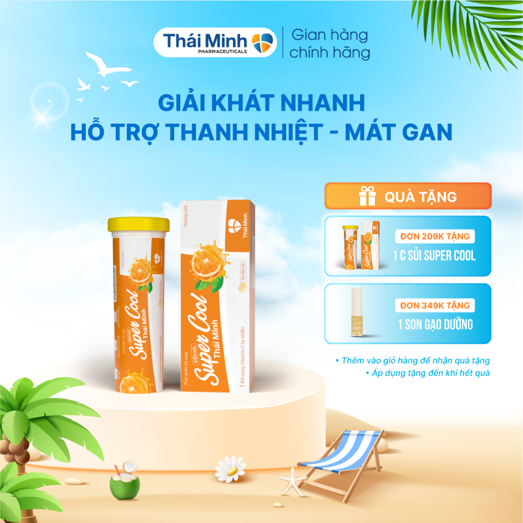 Thai Minh Super Cool Effervescent C Tablets - Helps Supplement Vitamin C and B Vitamins - Clears ...