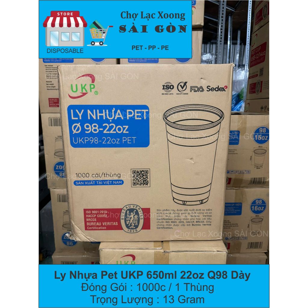 Carton of 1000c Pet UKP Plastic Cups 650ml Q98 (Thick Type) | Shopee ...