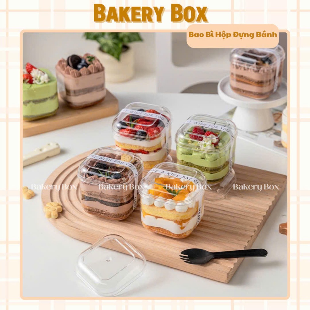20 Square Boxes GD-2013 with Lid for Cold Cake, Tiramisu, Oreo ...