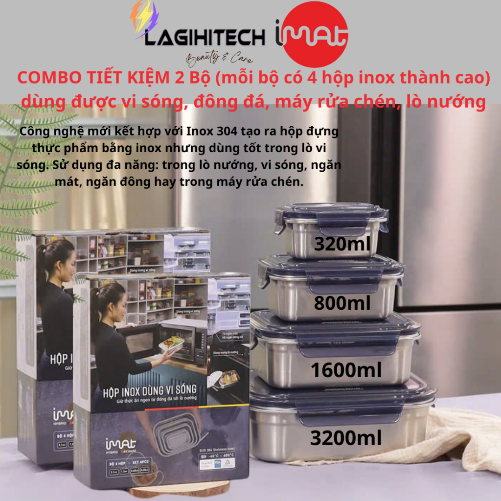 [LIVE] Combo of 2 Sets of 4 304 iMAT stainless steel tall boxes that ...