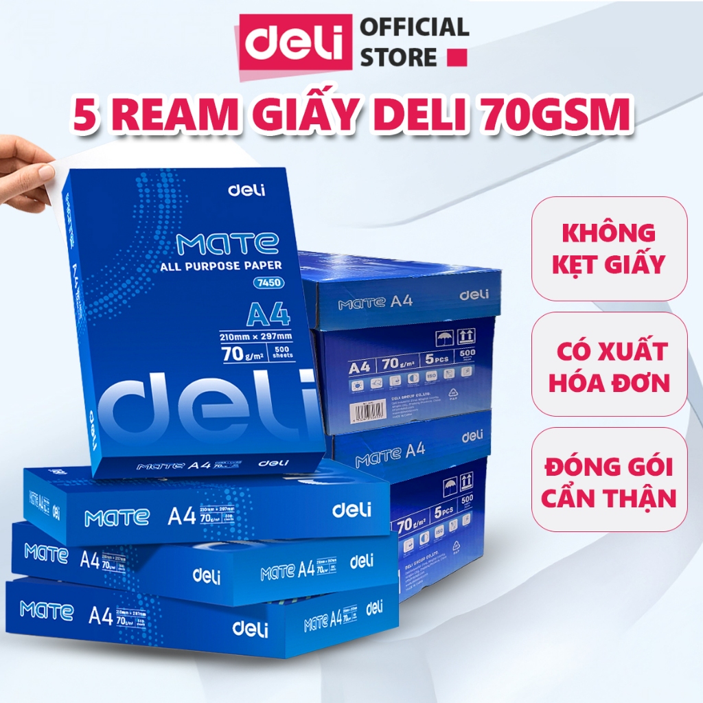 Combo of 5 Reams of A4 Printing Paper 70 gsm - Genuine Deli Photo Copy ...