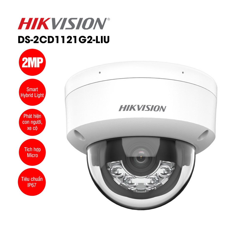HIKVISION DOME 2M FULL HD IP Camera, 4M supports POE, Mic Color, (LAN ...