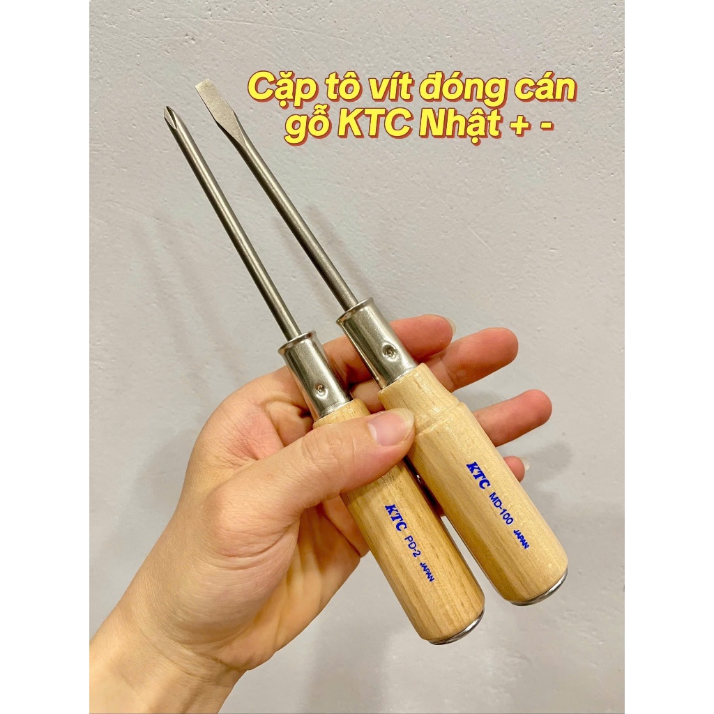 Most popular Japanese KTC wooden handle screwdriver PD-2, MD-100 PH2 and -6mm bits - Made in ...