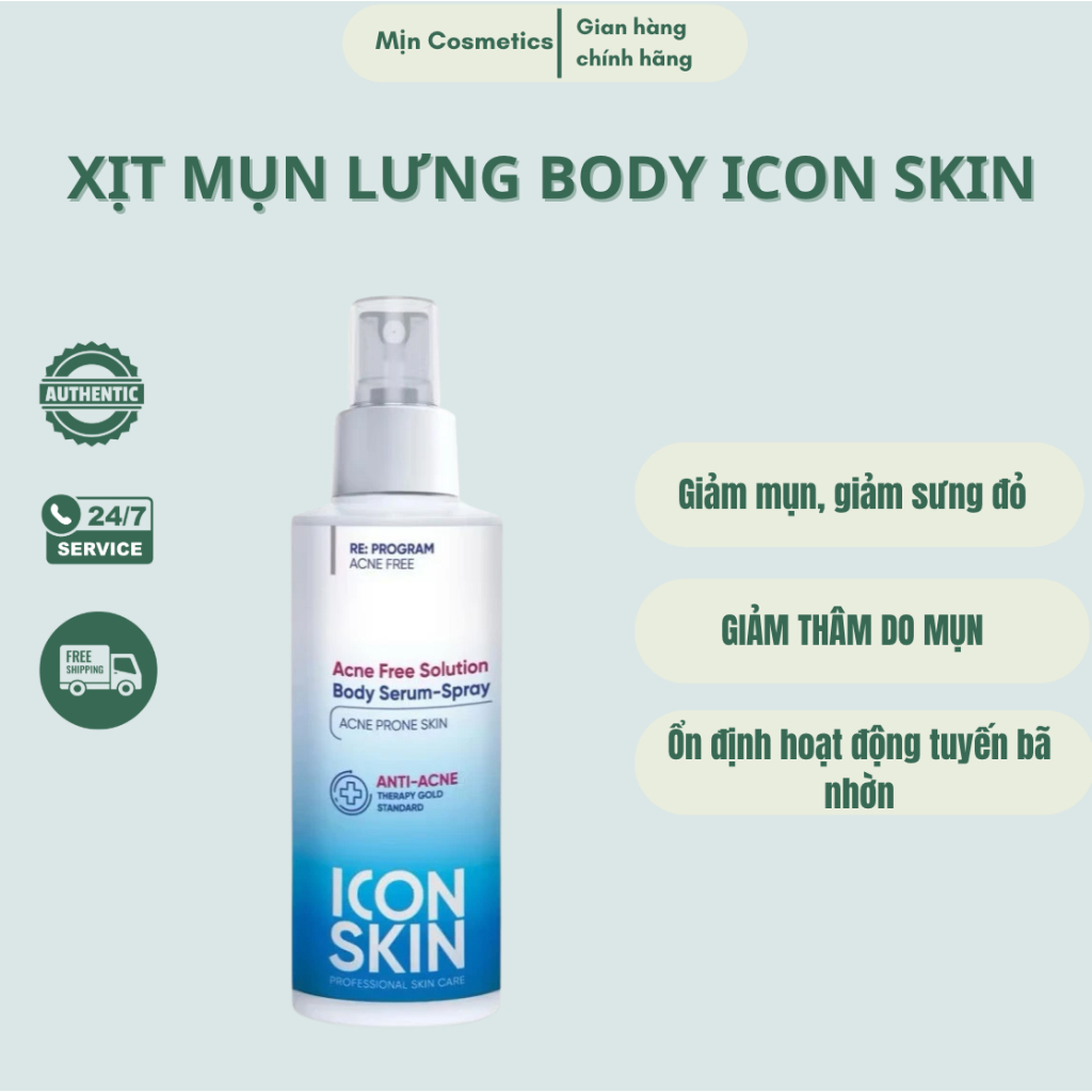 ICON SKIN Acne Free Solution Body Spray Helps Reduce Back Acne ...