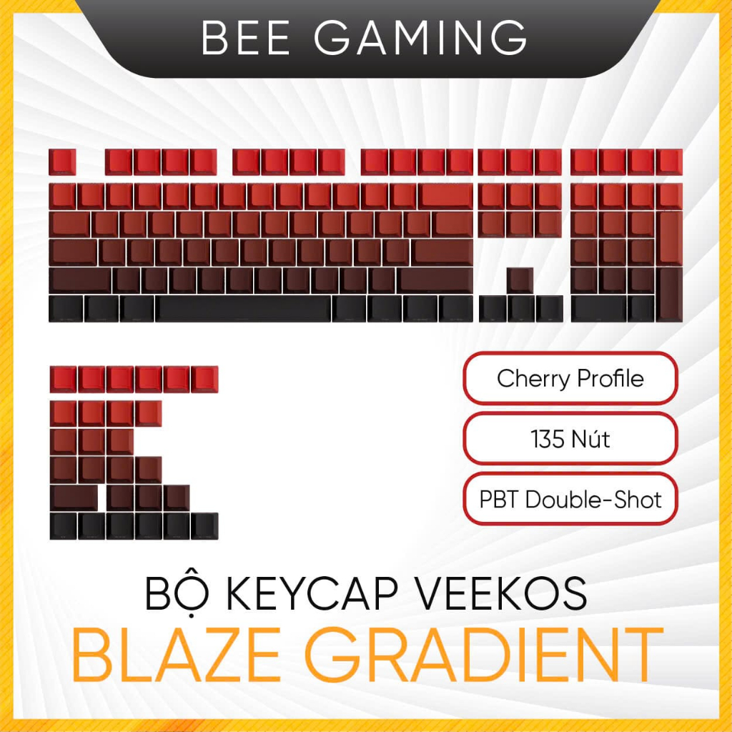 AKKO x Veekos keycap Set - Blaze Gradient (PBT Double-Shot /Cherry Profile / 135 buttons ...