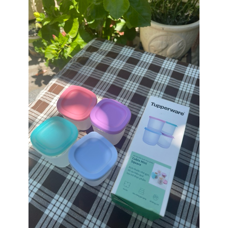 Cubix square mini tupperware box set 110ml 4 boxes for snacks, candy ...