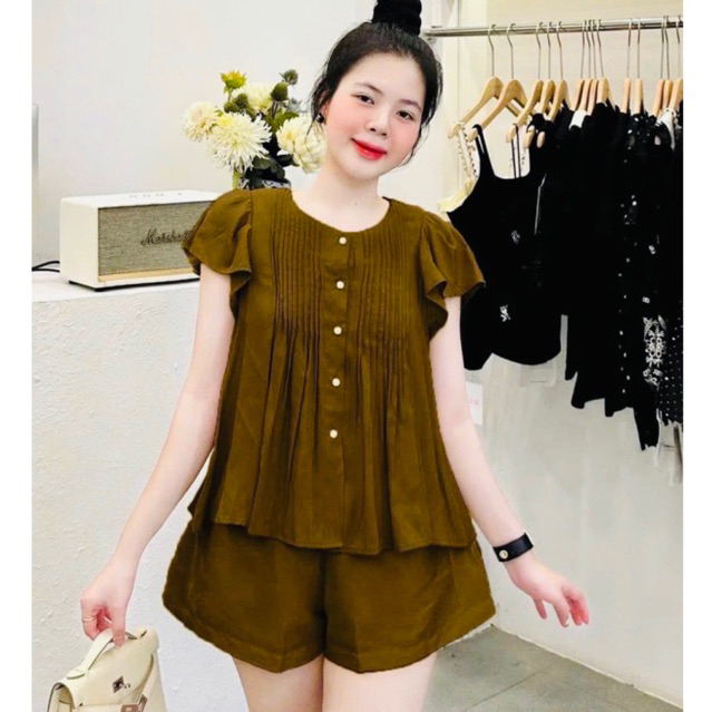 Women's Home Wear Set Large Size (40-->90kg) Canh Tien Ruffled Sleeve ...