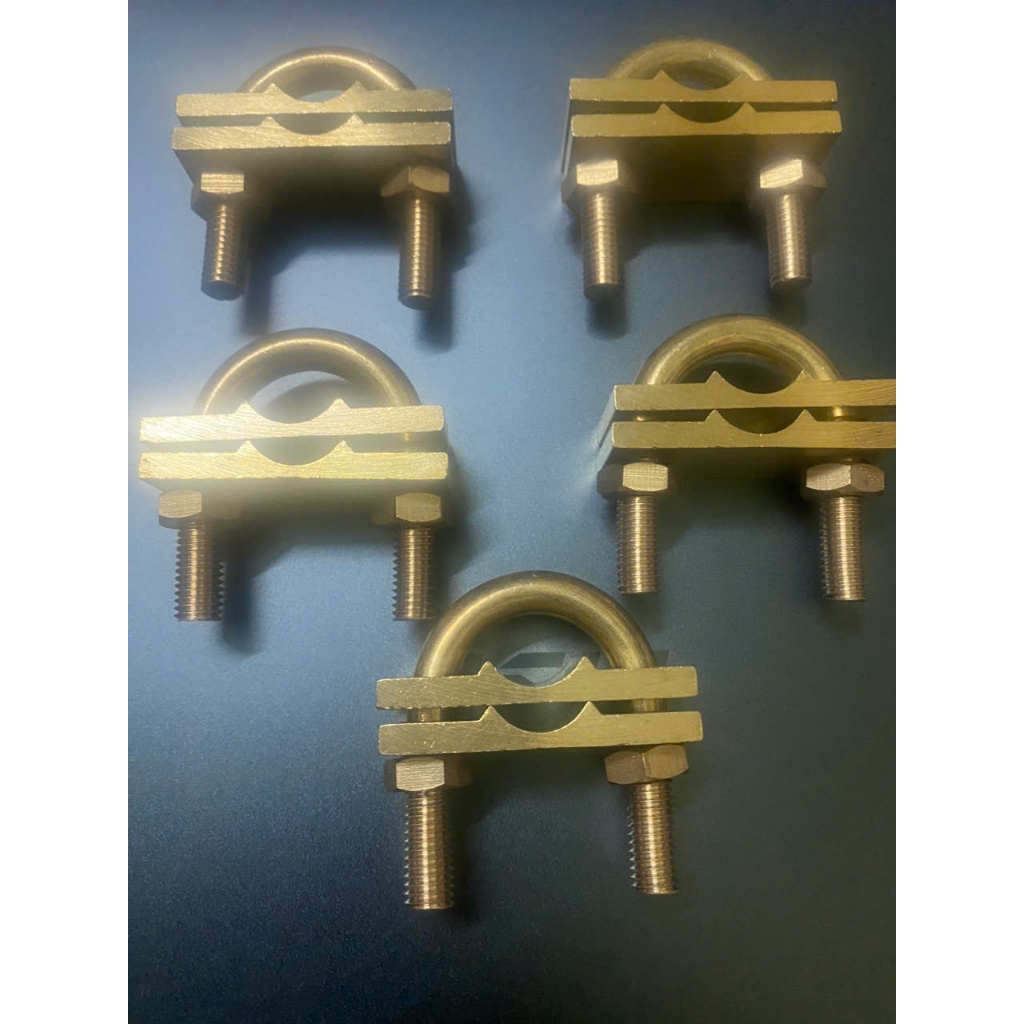 Brass U-shaped grounding cable clamp (Pole and cable clamp) | Shopee ...