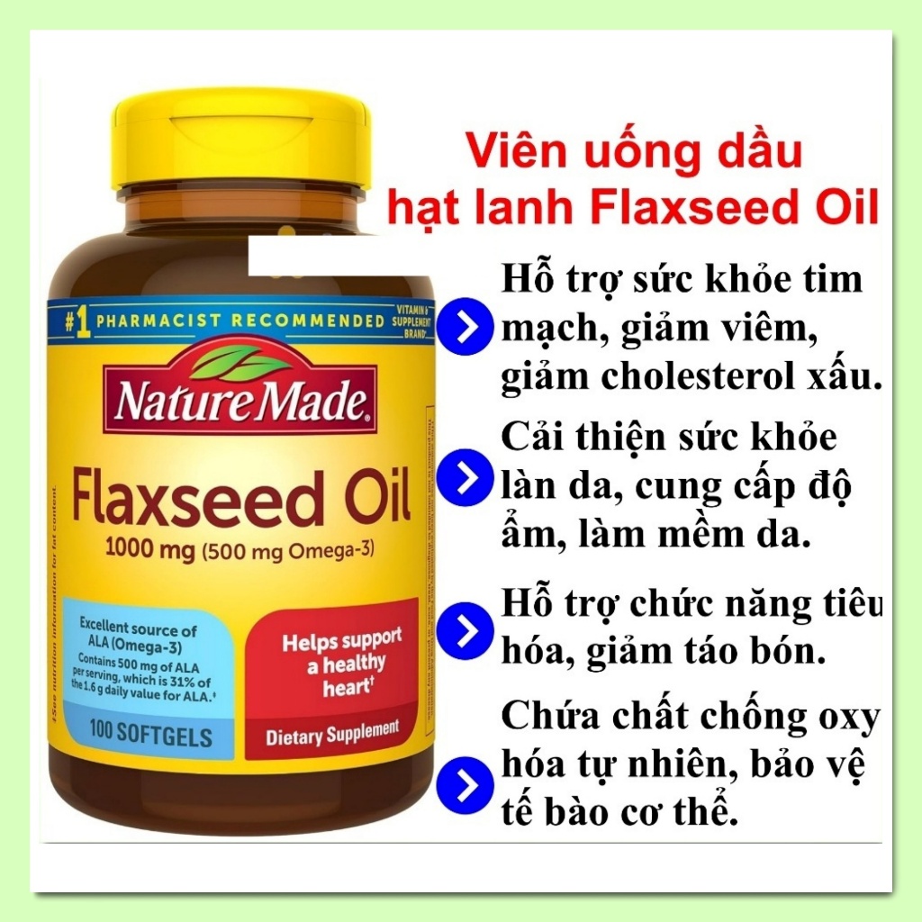 Flaxseed Oil 1000mg Nature Made Flaxseed Oil pills, jar of 100 pills ...